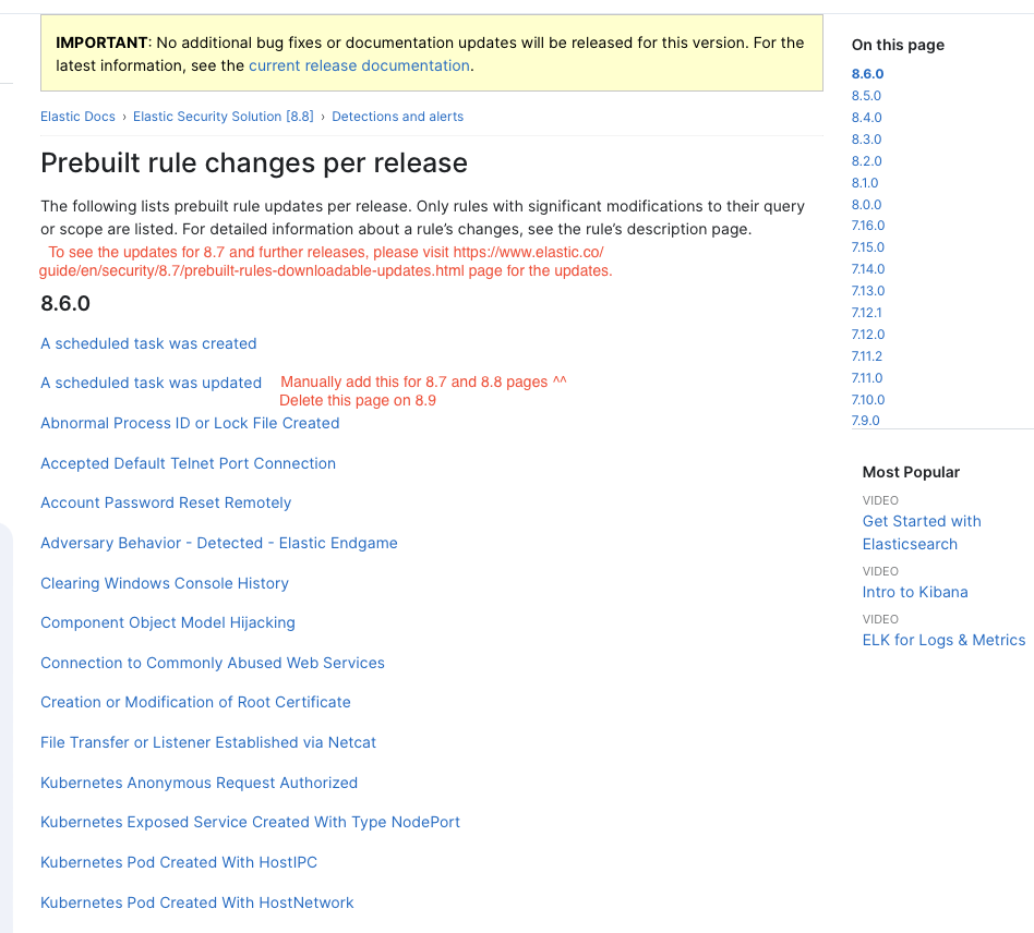 [FR] Update Security Docs Release Process to Add Index Rules Page Per Stack · Issue #2867 ...
