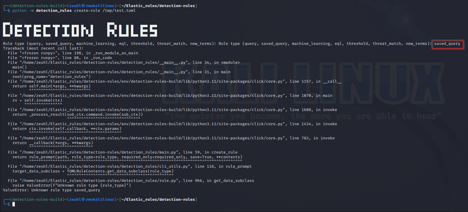 [Bug] saved_query rule type not supported by detection-rules CLI · Issue #3192 · elastic ...