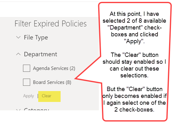 Multi-Select Search Filter - "Clear" greyed out unless a checkbox is ...