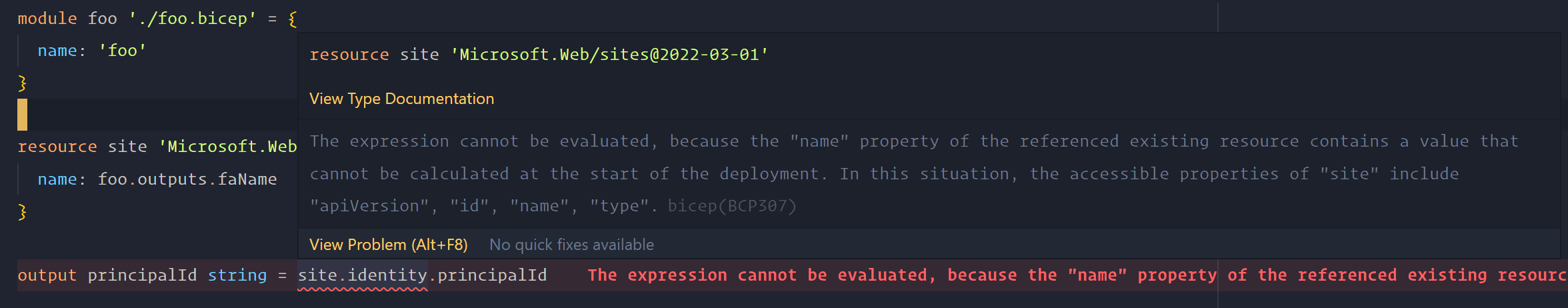 Double Reference Generated When Using Runtime Value For Name Of `existing` Resource · Issue 1236