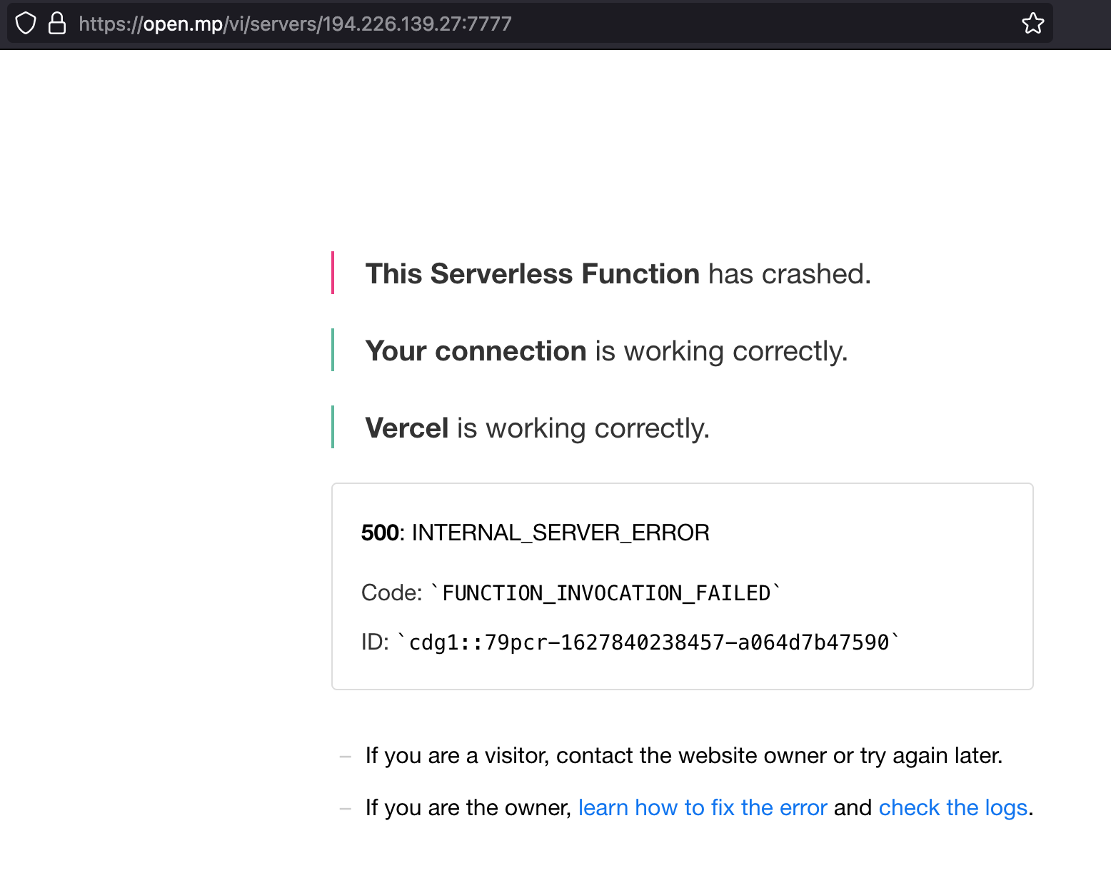 404 on server page crashes · Issue #368 · openmultiplayer/web · GitHub