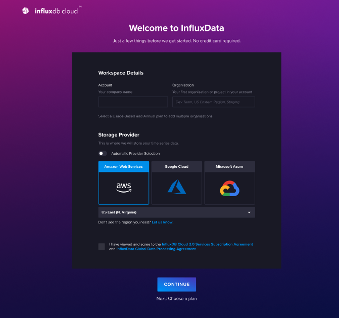 Multi Org Phase 2 - PAYG & Annual - Create an Organization · Issue #5205 · influxdata/ui · GitHub