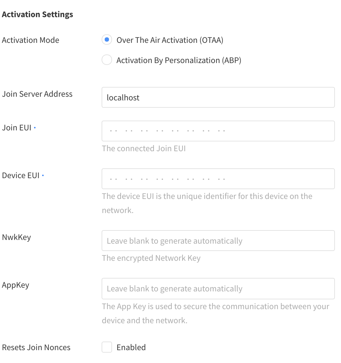 Adjust device form activation settings layout · Issue #1304 · TheThingsNetwork/lorawan-stack ...