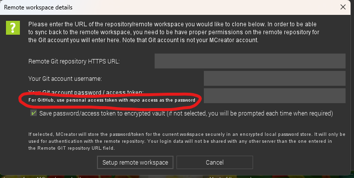 Remote workspace GitHub authentication · Issue #1663 · MCreator/MCreator · GitHub