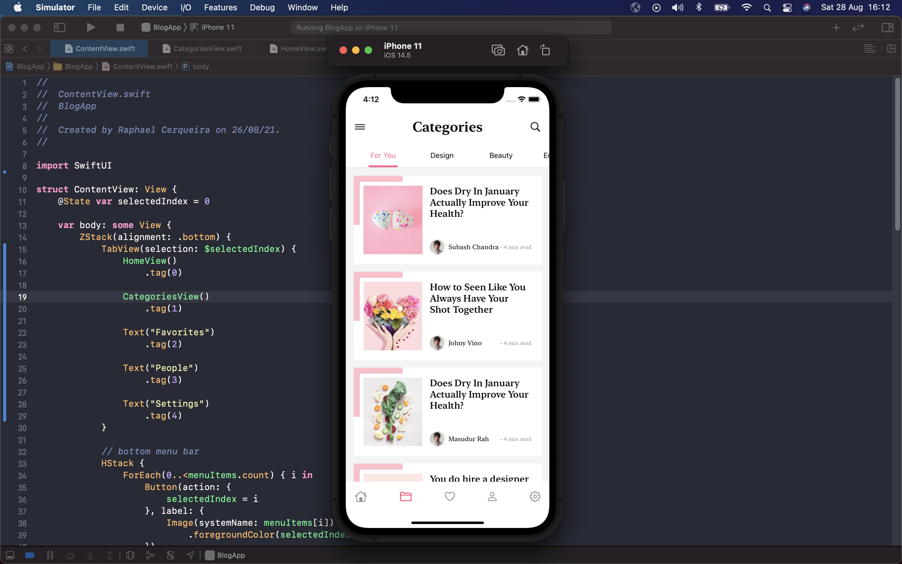 GitHub - rphlfc/BlogApp: Aplicativo de blog feito com SwiftUI a partir de design do Drible