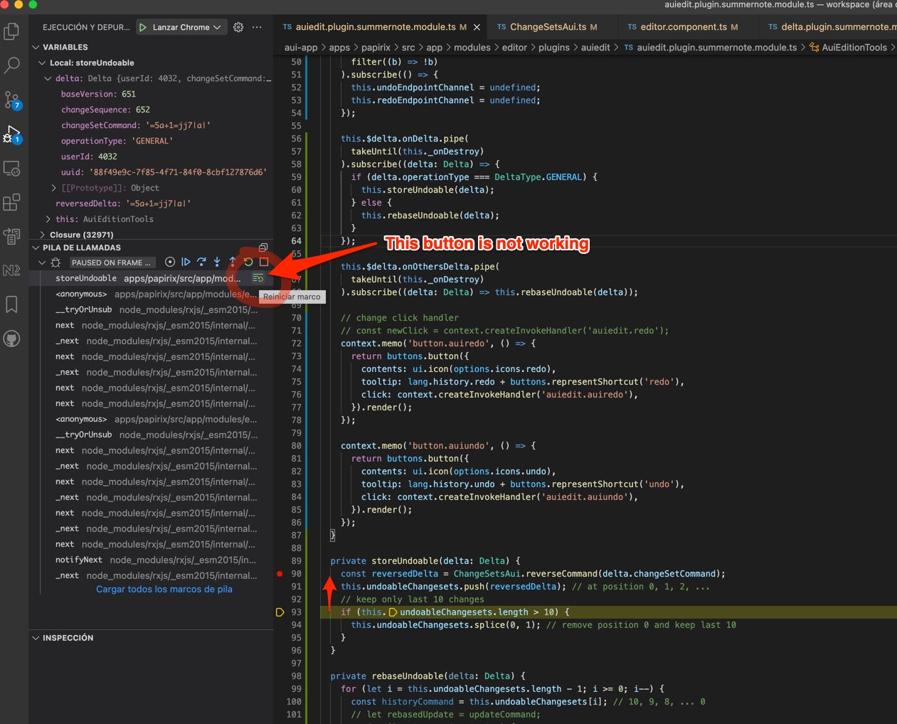 Restart Frame button on CALL STACK moves a step forward! · Issue ...