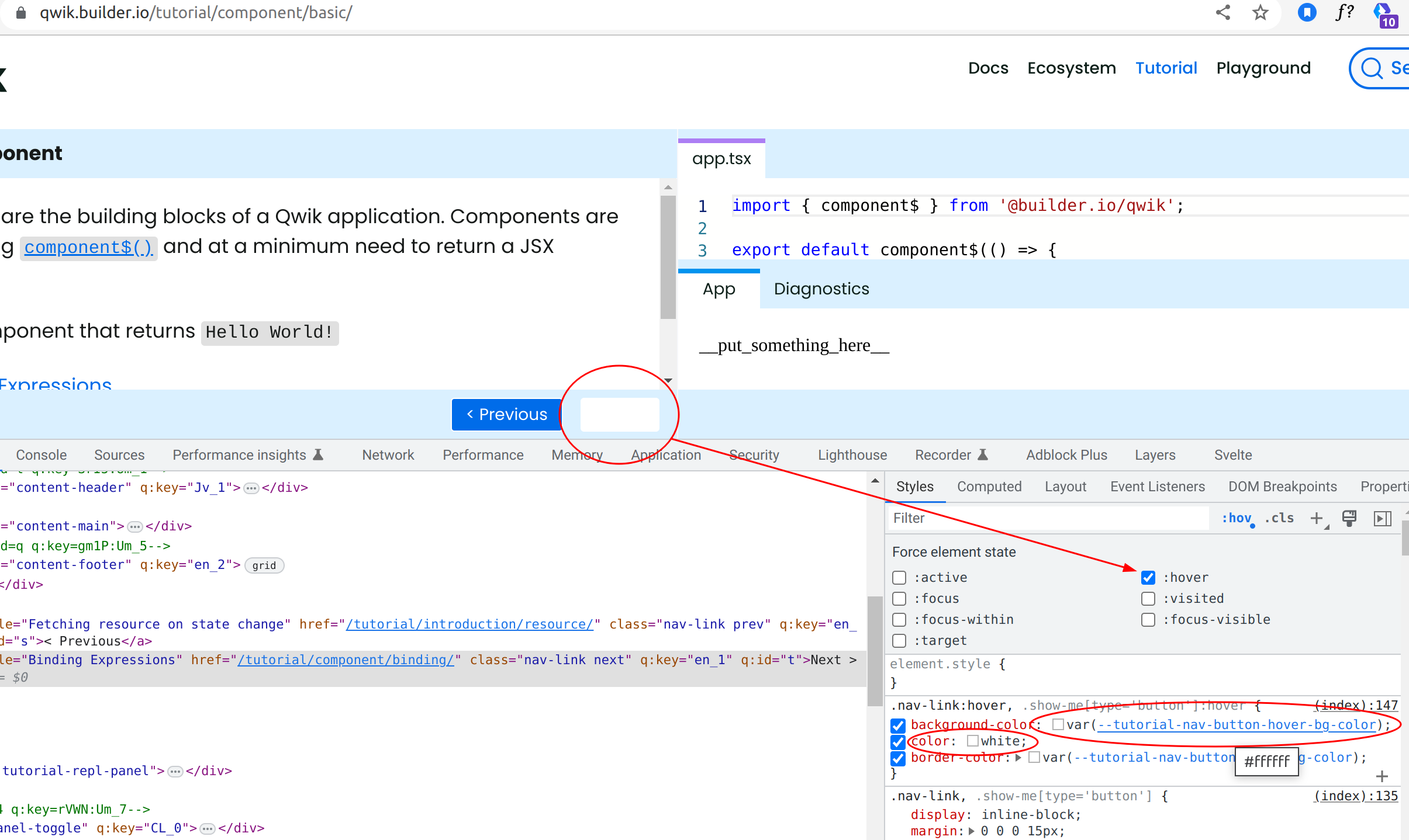 [🐞] Tutorial CSS bug button:hover white color on white background · Issue #3894 · QwikDev/qwik ...