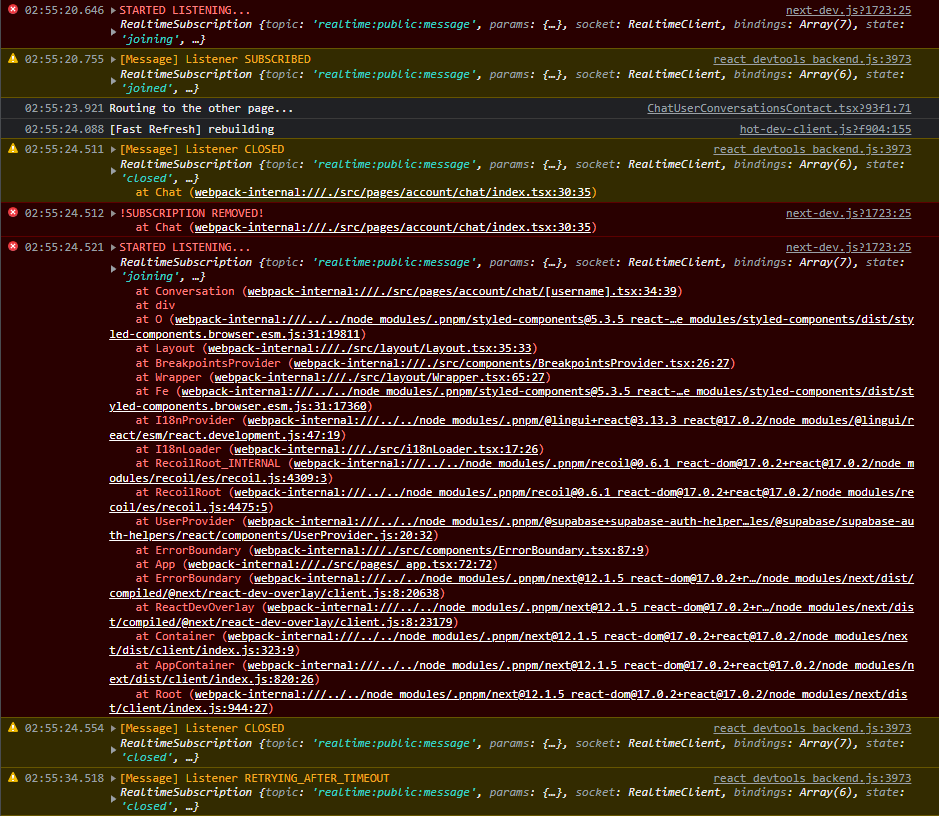 Subscription Not Starting After Page Routing In `nextjs` · Issue 254 · Supabaserealtime · Github 