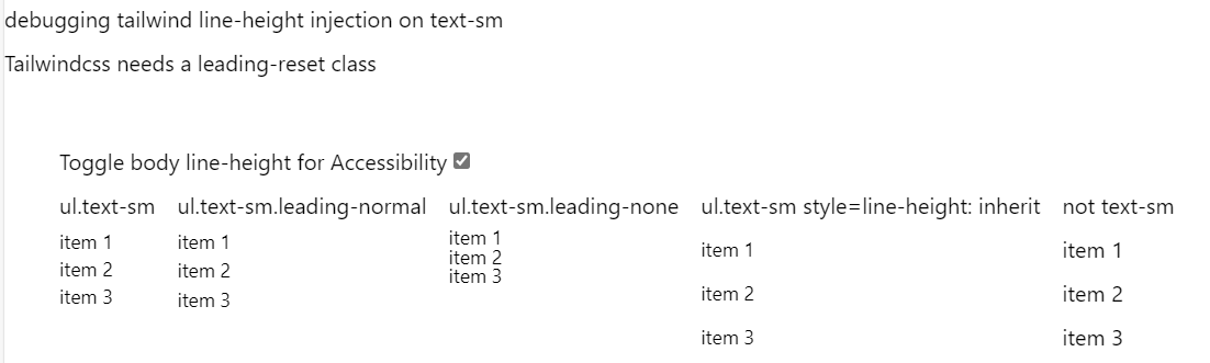 Add `leading-inherit` / `leading-reset` class to help with WCAG requirement that allows users to ...