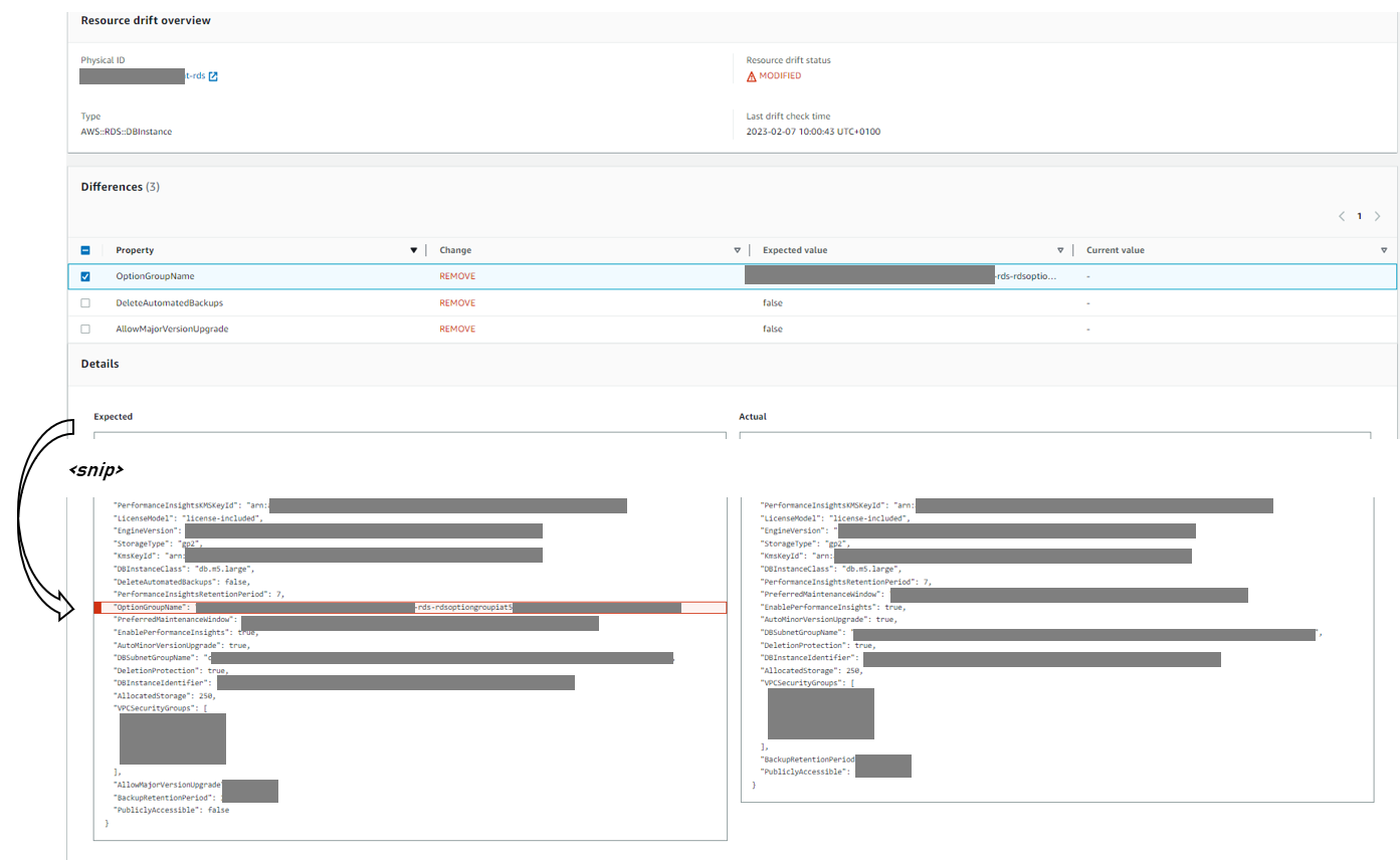 (AWS::RDS::DBInstance) False-positive drift on OptionGroupName property · Issue #1509 · aws ...