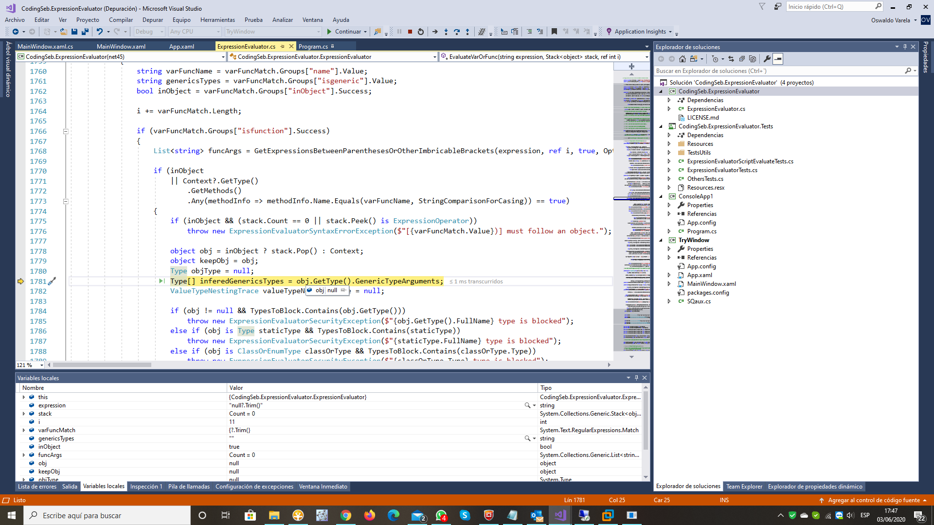 Evaluating null produce reference error · Issue #51 · codingseb/ExpressionEvaluator · GitHub