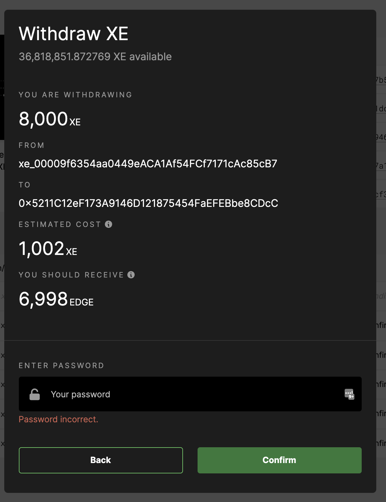 Invalid password validation msg on consecutive withdrawals · Issue #100 · edge/wallet · GitHub