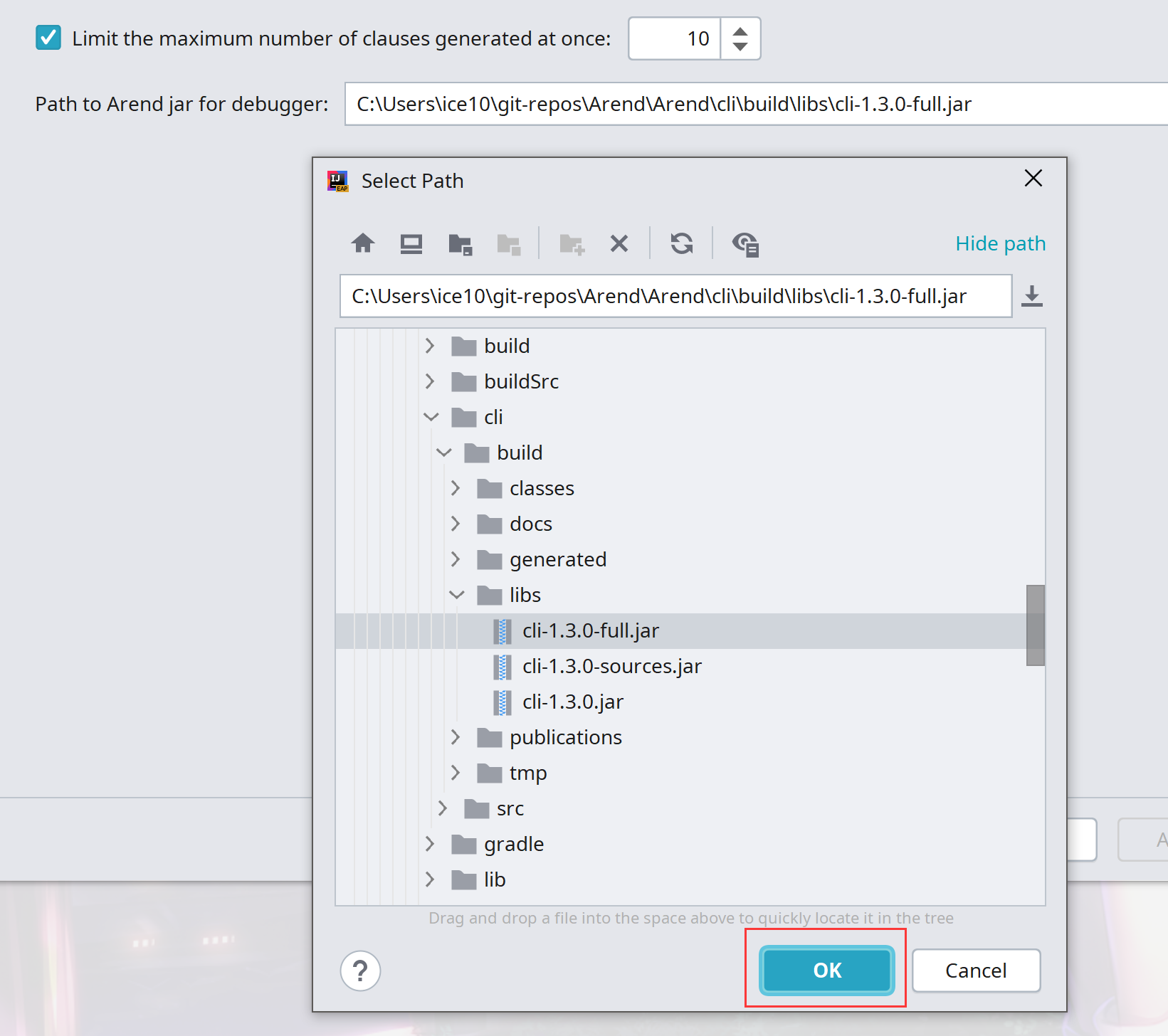 Cannot click the "Ok" button of arend jar dialog · Issue #200 · JetBrains/intellij-arend · GitHub