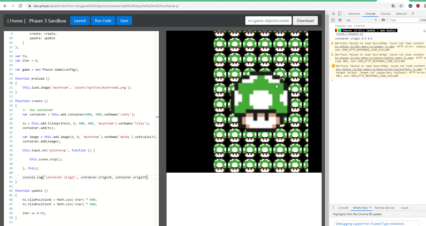 Container Origin 0.5 or 0 · Issue #5604 · phaserjs/phaser · GitHub