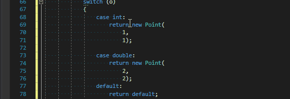 Convert switch statement to expression produces poor formatting when arguments on separate lines ...