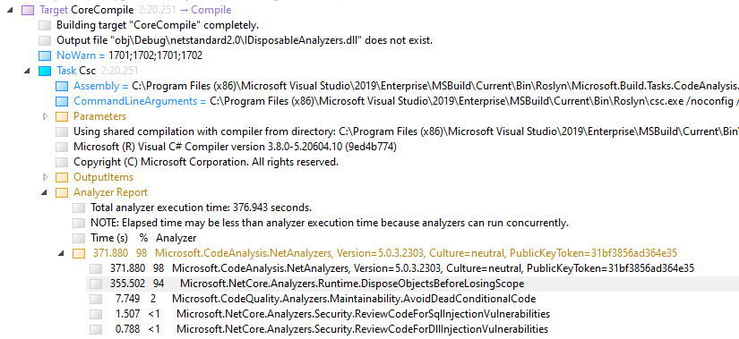 DisposeObjectBeforeLosingScope slows down build · Issue #4879 · dotnet/roslyn-analyzers · GitHub