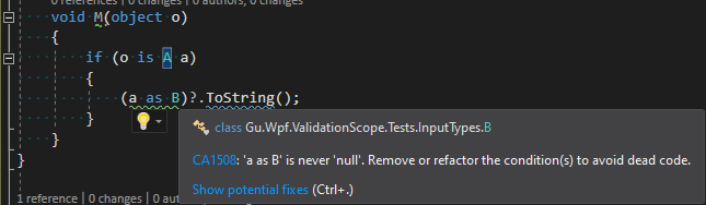 CA1508 should not warn on as expression · Issue #4411 · dotnet/roslyn ...