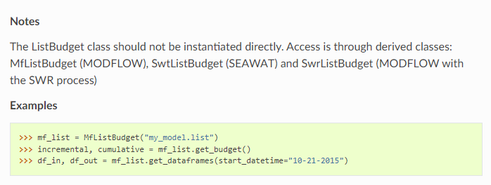Correction to MFListBudget.get_dataframes() example snippet · Issue #1398 · modflowpy/flopy · GitHub