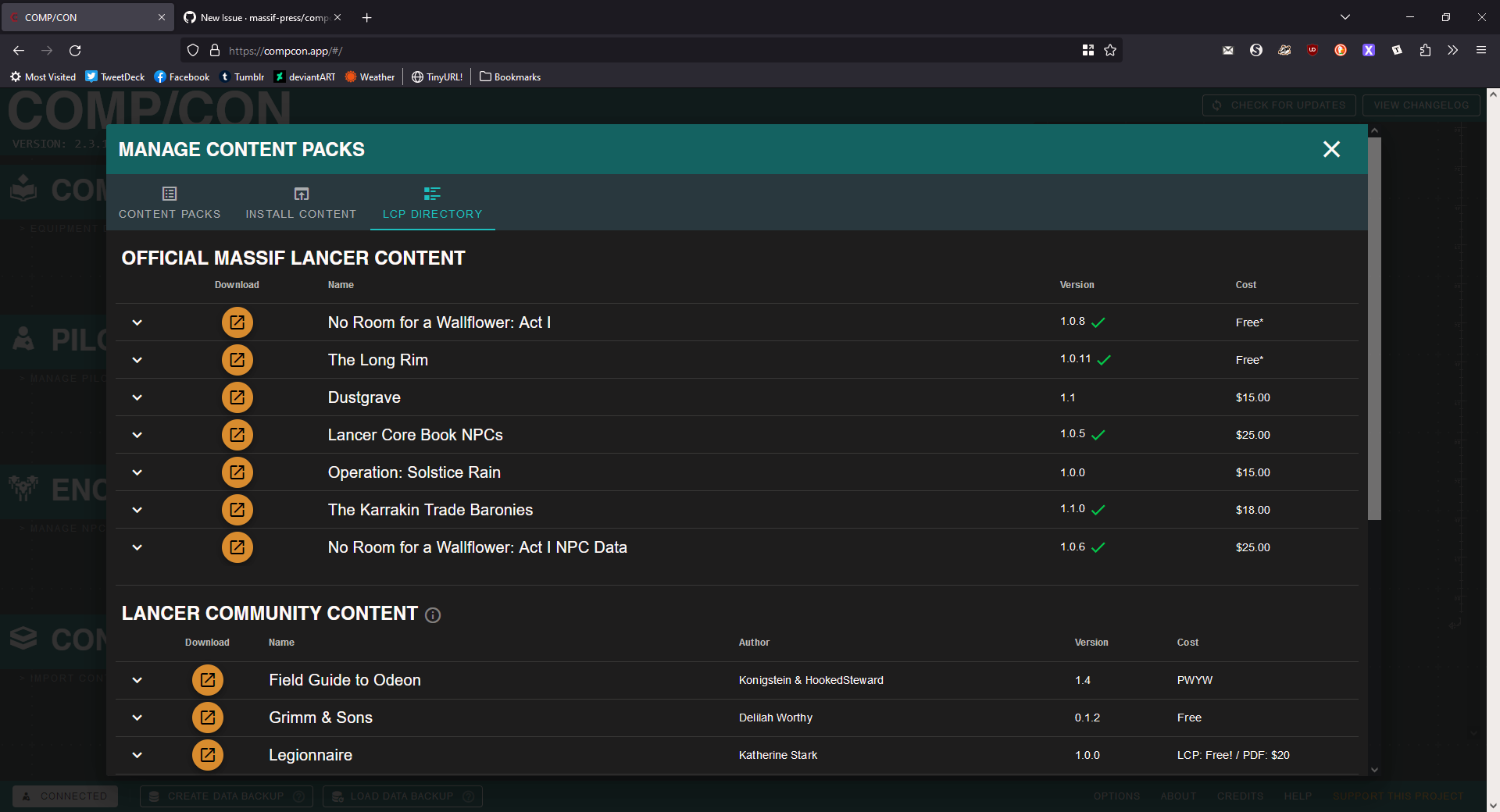 [BUG] Certain LCPs not showing as version-correct · Issue #2235 · massif-press/compcon · GitHub