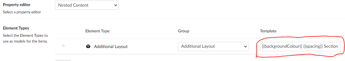 Template values used for nested content item name include square brackets if the value is from a ...