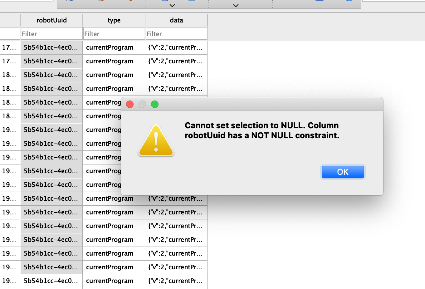 Modal alert hell when attempting to set multiple rows to NULL on NOT NULL column · Issue #2021 ...