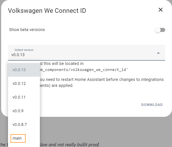 Bump HACS version · Issue #86 · mitch-dc/volkswagen_we_connect_id · GitHub