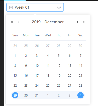 [Component] [date-picker] date-picker 为week时，选择2019年最后一周会出bug · Issue #10743 · element-plus ...