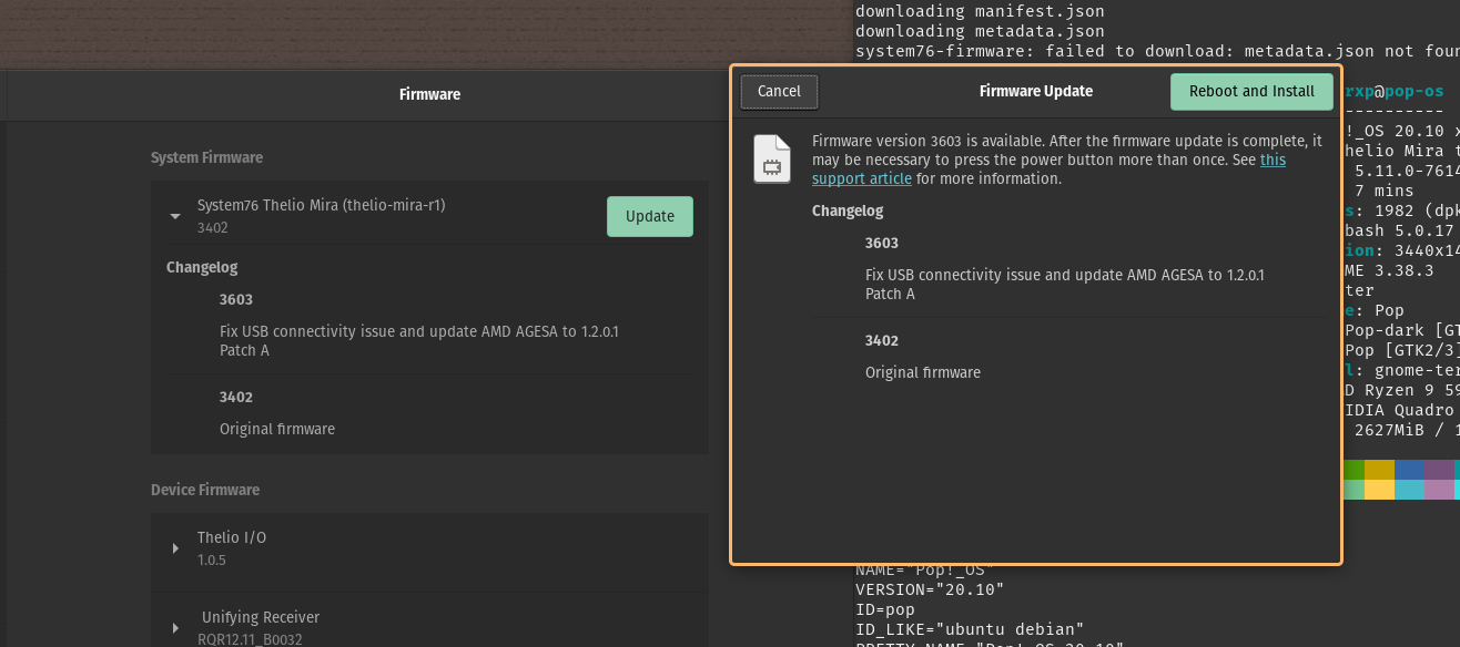 Cannot perform system firmware update · Issue #55 · pop-os/system76-firmware · GitHub