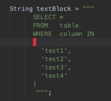 Brackets highlighting not working inside JDK15 String text block ...