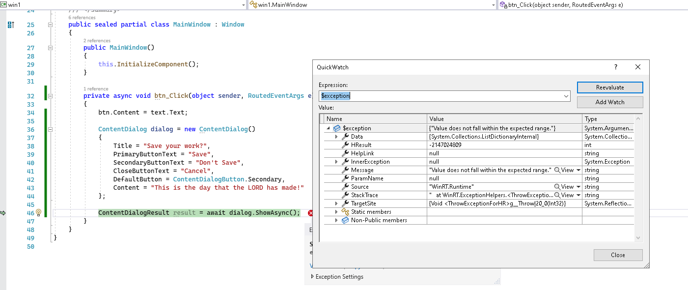 The Win UI 3.0 Controls Gallery ContentDialog Sample Doesn't Work In ...