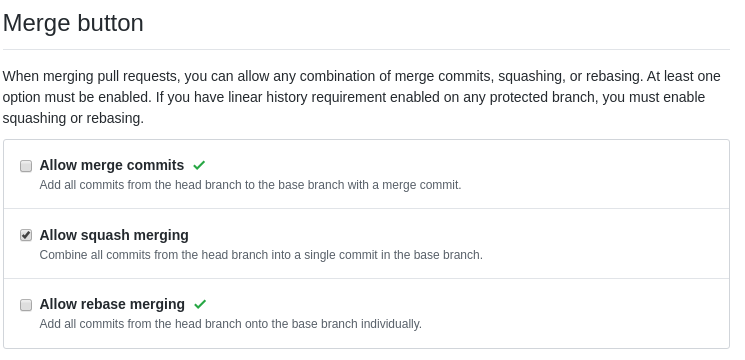 Make "squash" the only available merge option · Issue #830 · openmaptiles/openmaptiles · GitHub