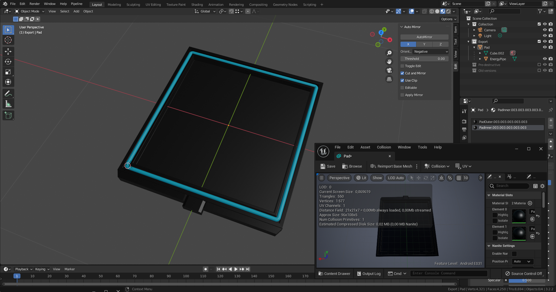 Send to Unreal - combine meshes only combine skeletal meshes when there's a mix of static and ...
