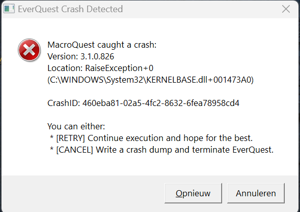 [EMU] EQ crashing after a while when zoning · Issue #668 · macroquest/macroquest · GitHub