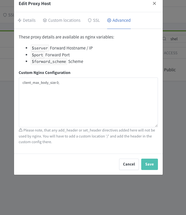 413 Request Entity Too Large · Issue #914 · NginxProxyManager/nginx-proxy-manager · GitHub