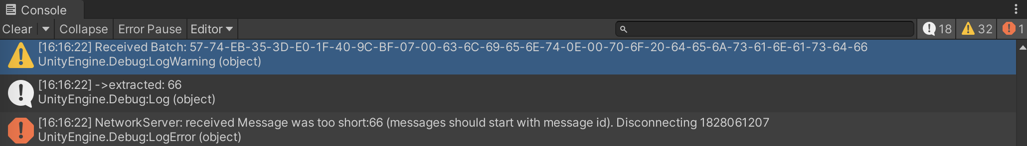Getting "NetworkClient: recieved Message was too short" · Issue #2882 · MirrorNetworking/Mirror ...