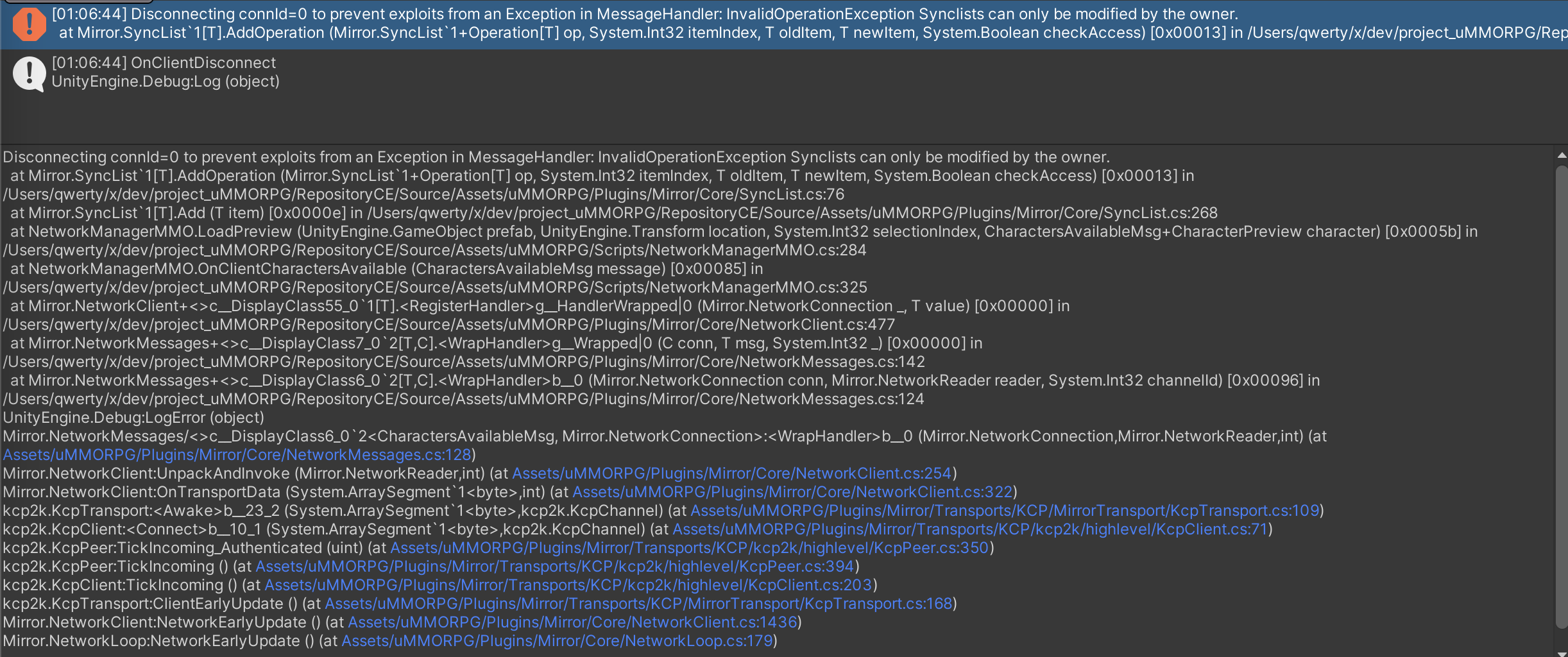 Synclist Cant Modify On Client For Unspawned Objects Like Character Selection Previews · Issue 