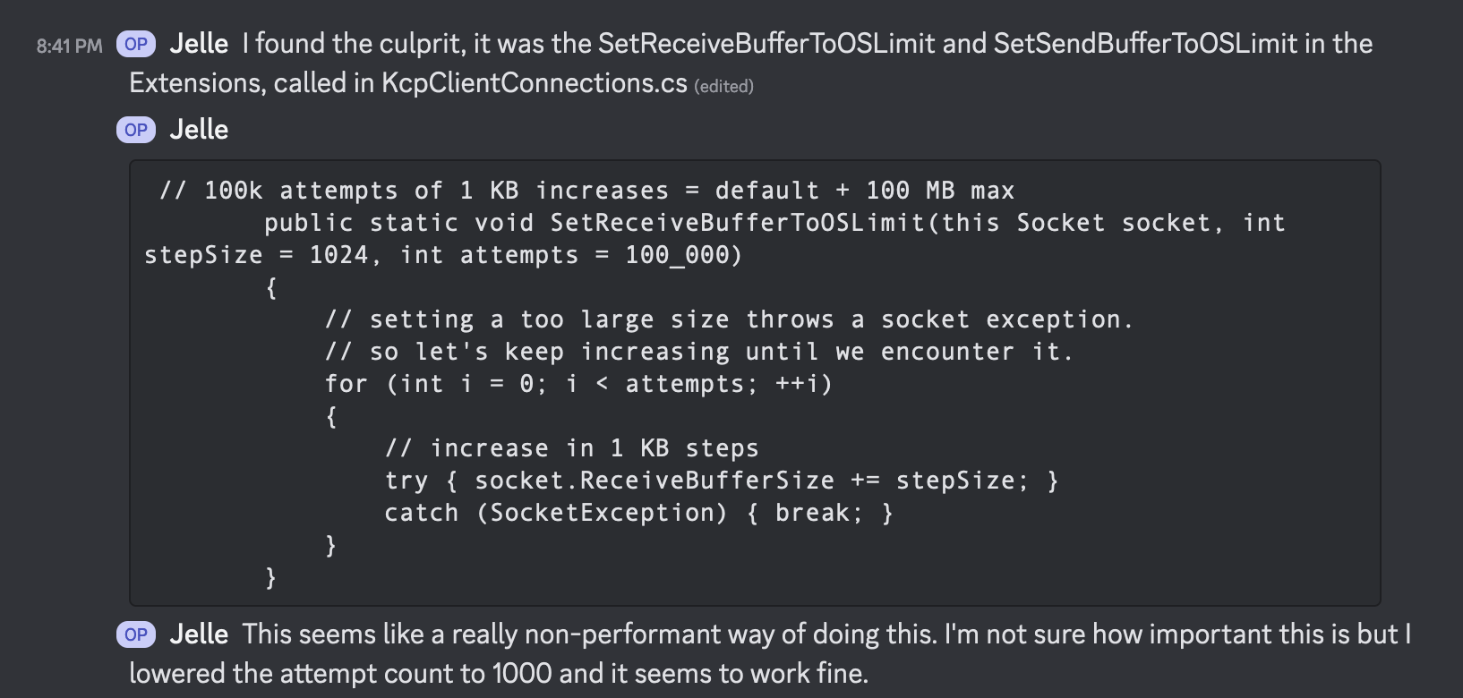 kcp: maximizing buffers to OS limit slows down initialization for some ...