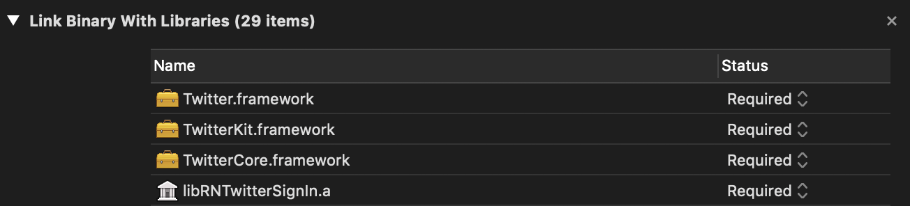 Undefined symbols for architecture x86_64: "_OBJC_CLASS_$_TWTRTwitter ...
