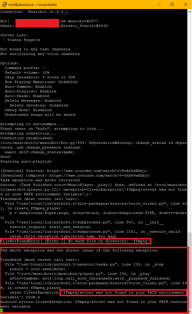 ffmpeg/avconv was not found in your PATH environment variable · Issue #1275 · Just-Some-Bots ...