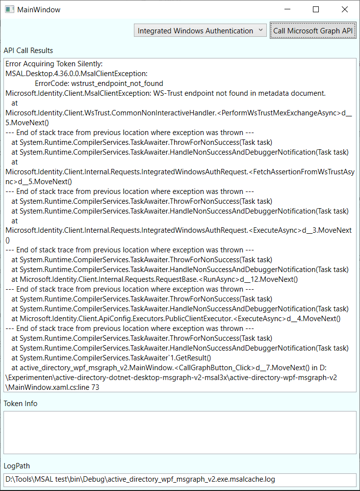 "WS-Trust endpoint not found in metadata document." when using Windows authentication with ADFS ...