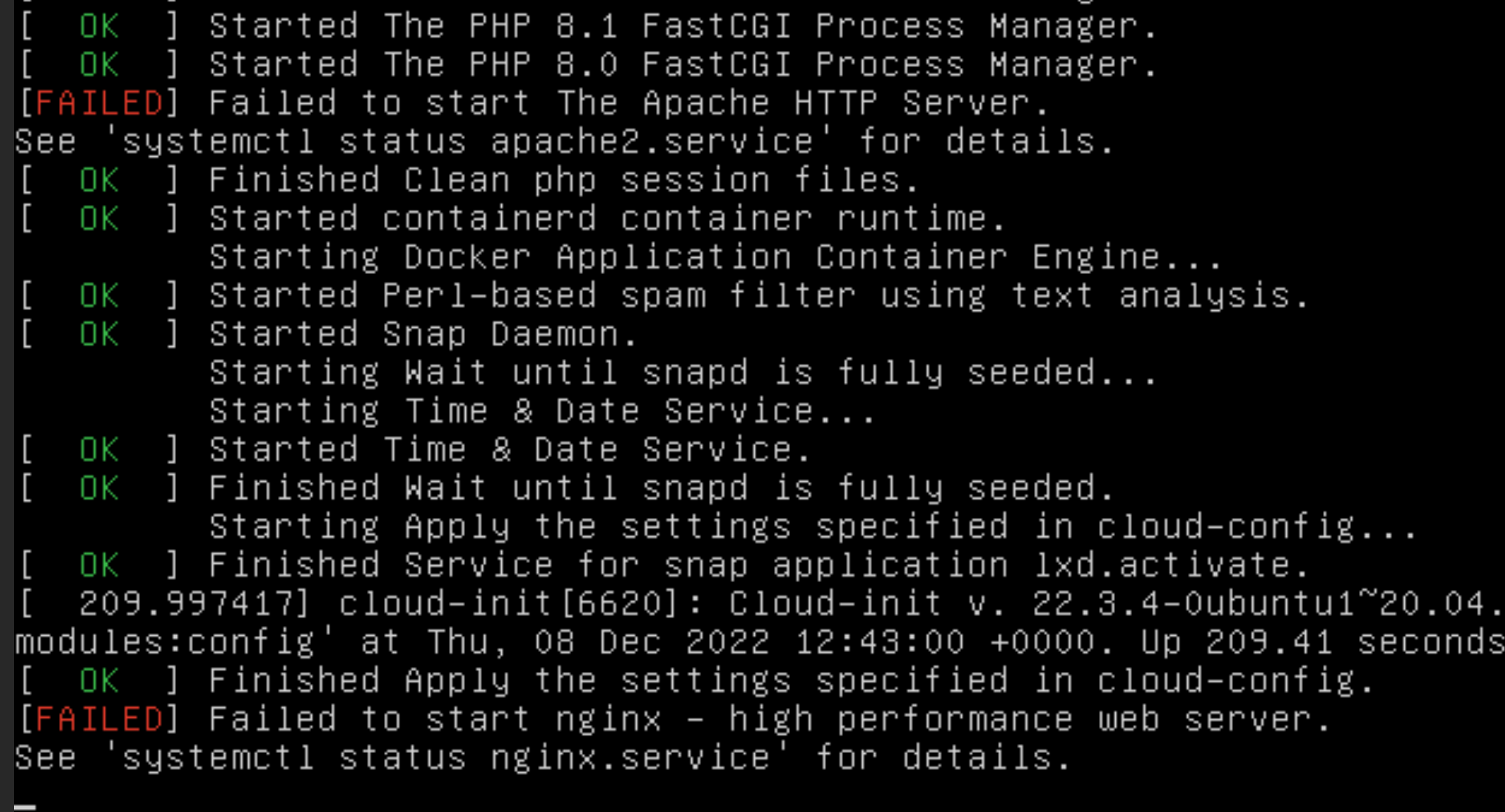 [Bug] Apache2 + Nginx services does not started after restore from UPS to regular grid power ...