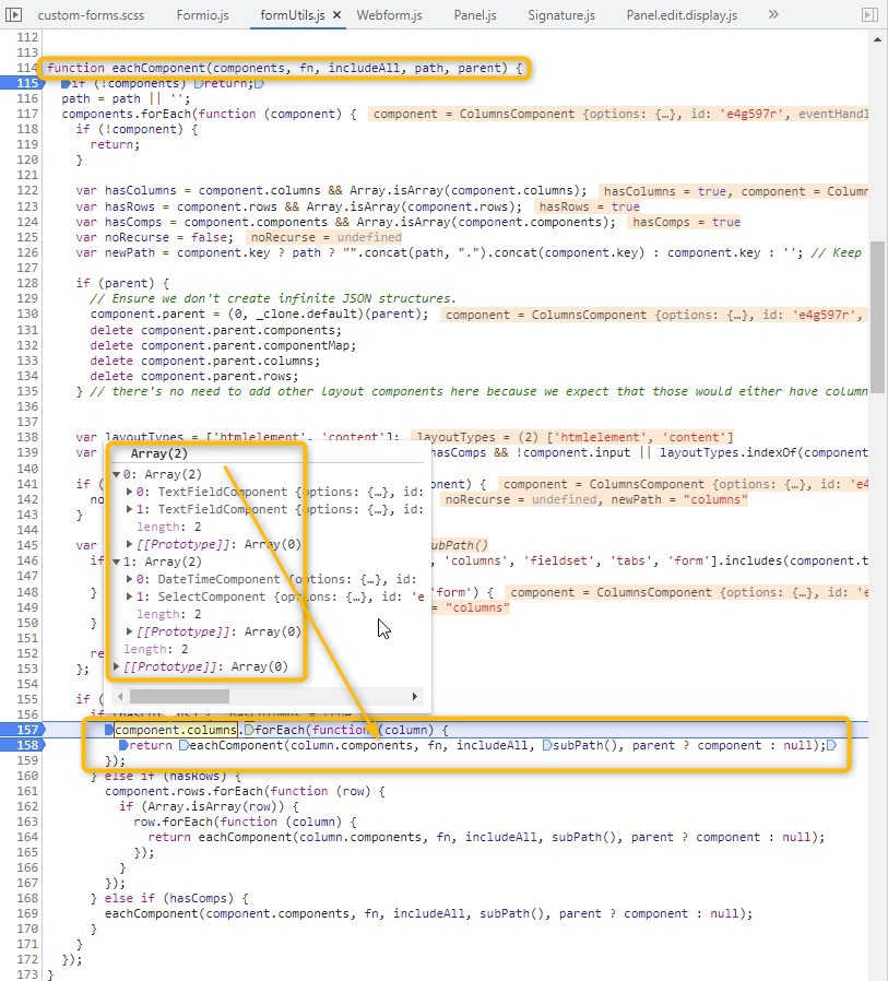 [BUG] eachComponent method skips over components inside of columns · Issue #1348 · formio/formio ...