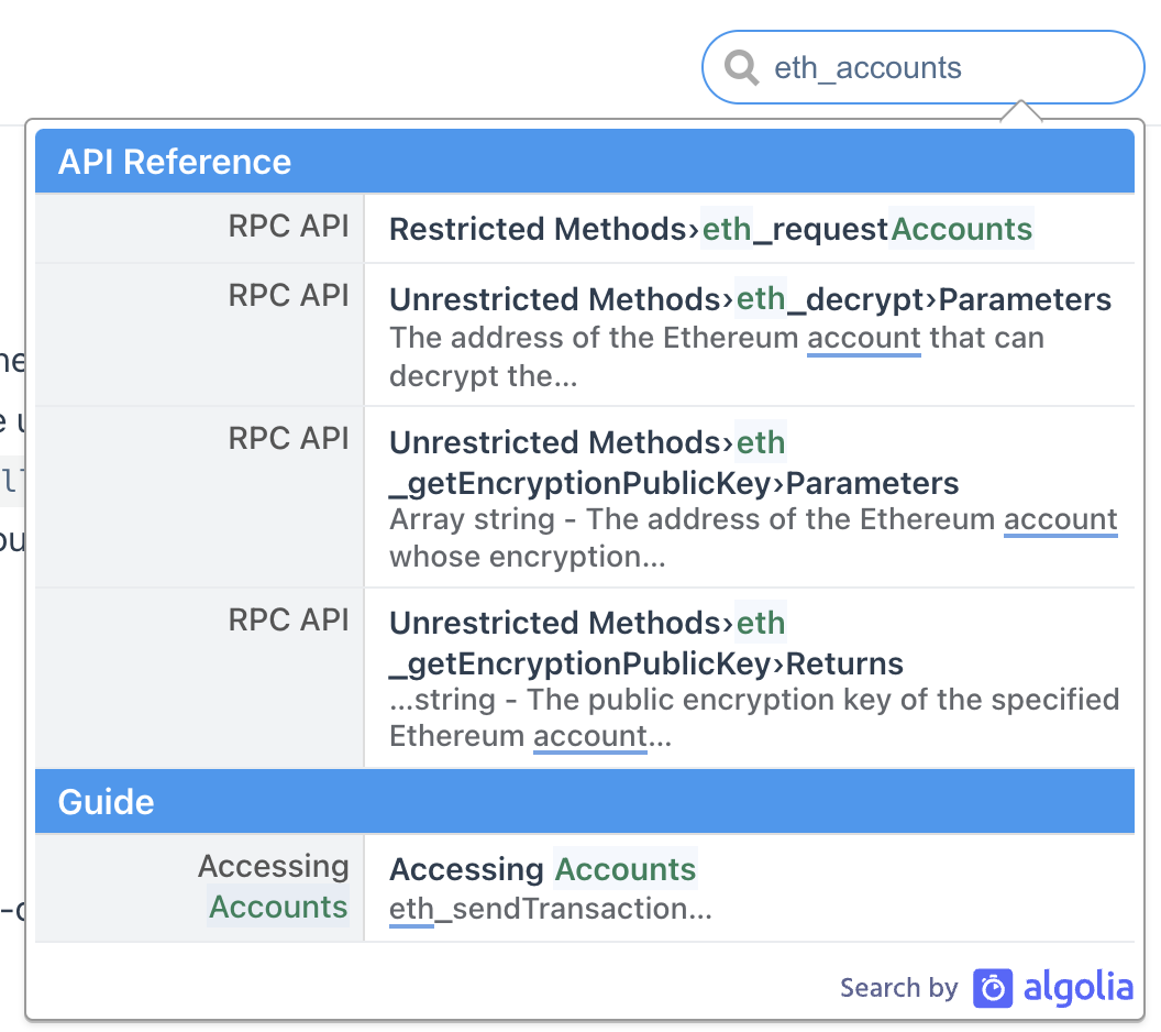 Incorporate a search function into the docs · Issue #24 · MetaMask/mm-docs-v2 · GitHub