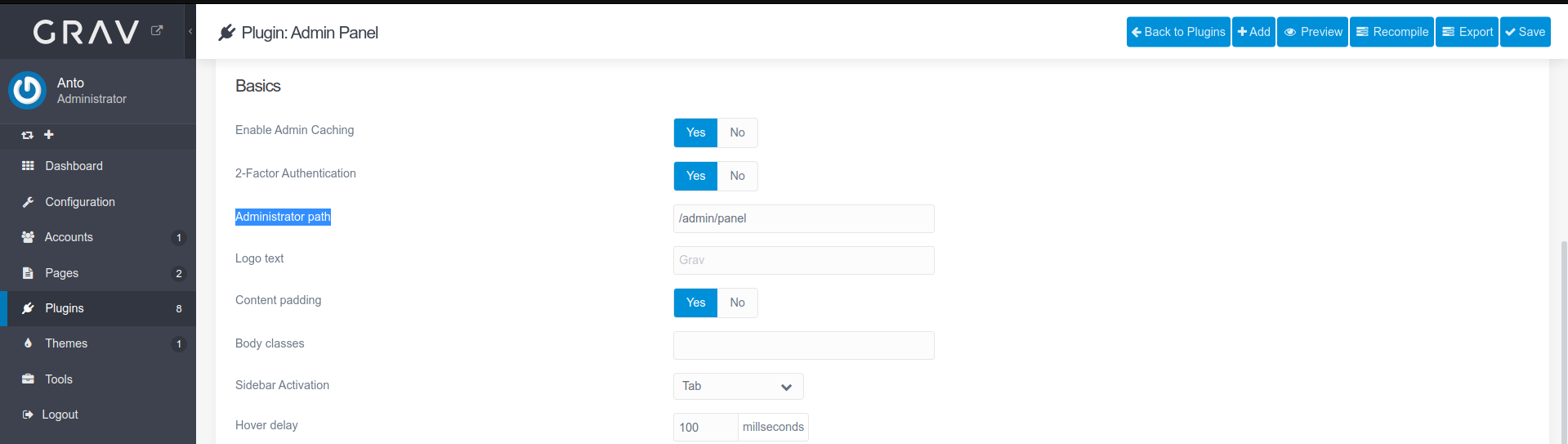 Administrator path cannot be set in 2 levels after upgrade · Issue #2185 · getgrav/grav-plugin ...