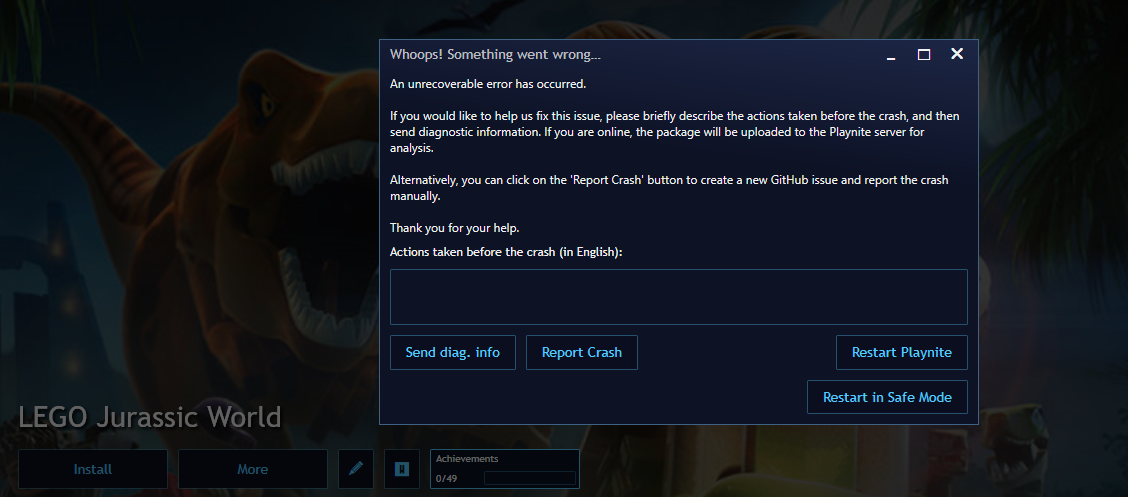 Playnite crashes when clicking the achievements button in game details ...