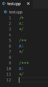 C++ comment tokenization · Issue #102787 · microsoft/vscode · GitHub
