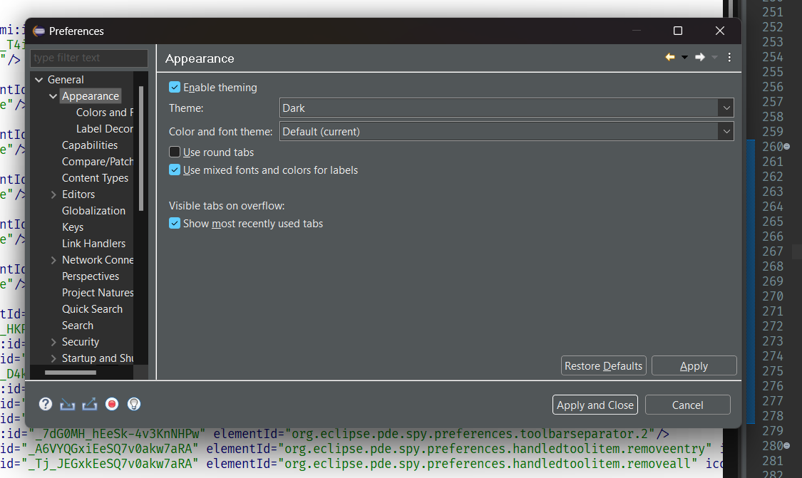 XMI-Editor: not adapted to theming · Issue #1154 · eclipse-platform/eclipse.platform.ui · GitHub