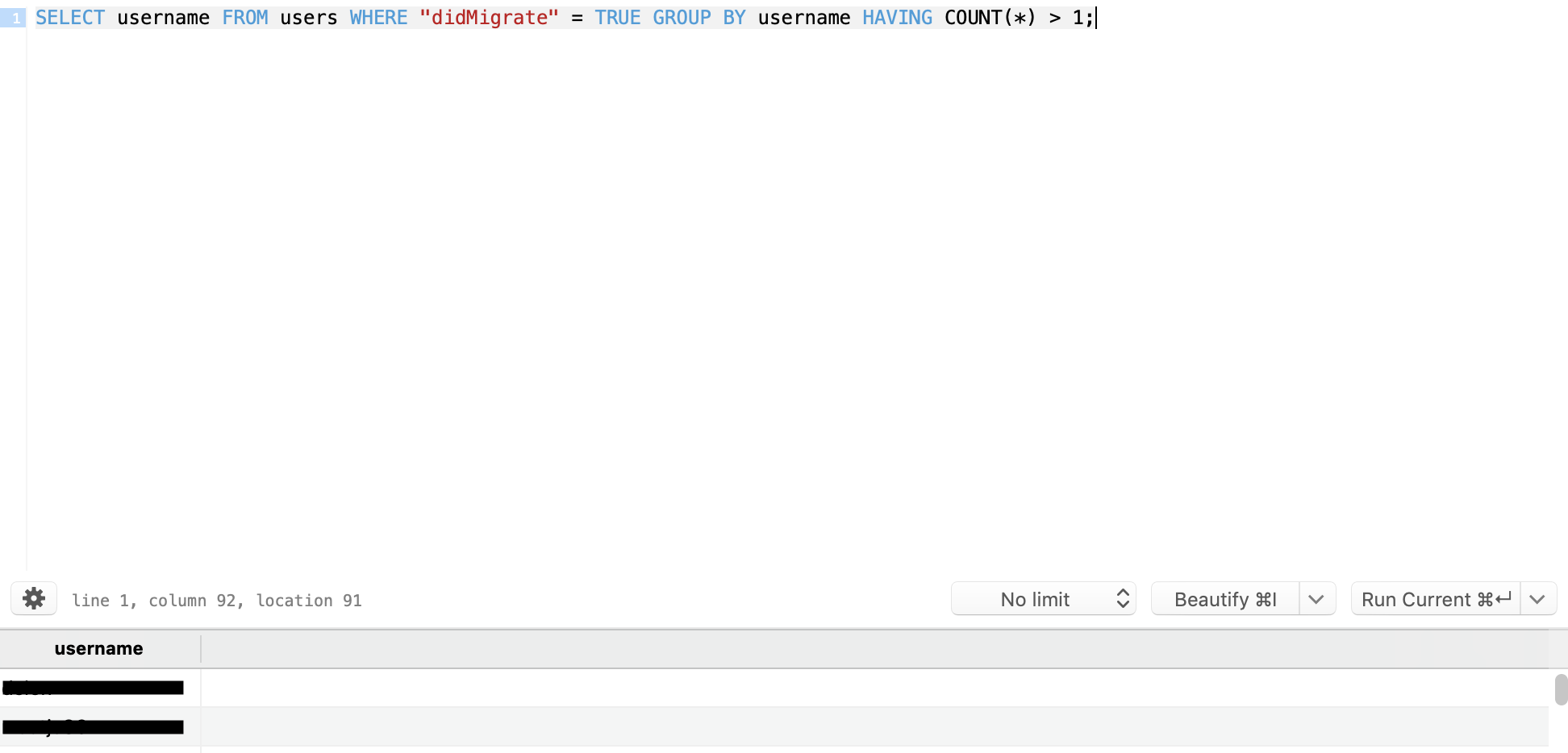 SQL query fails to run when highlighting text in editor · Issue #1325 · TablePlus/TablePlus · GitHub