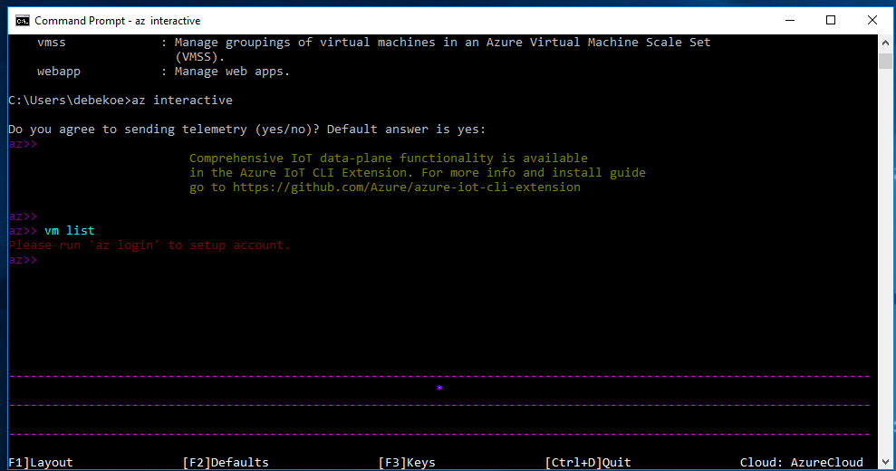 IoT module prints message during 'az interactive' first use. · Issue #5288 · Azure/azure-cli ...