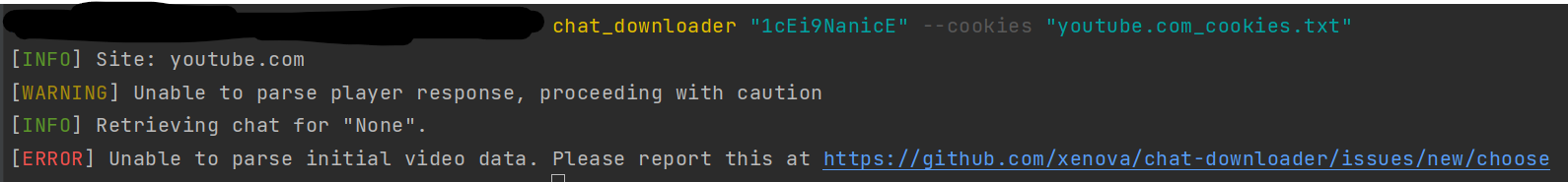 [BUG] Member stream live chat not getting · Issue #145 · xenova/chat-downloader · GitHub